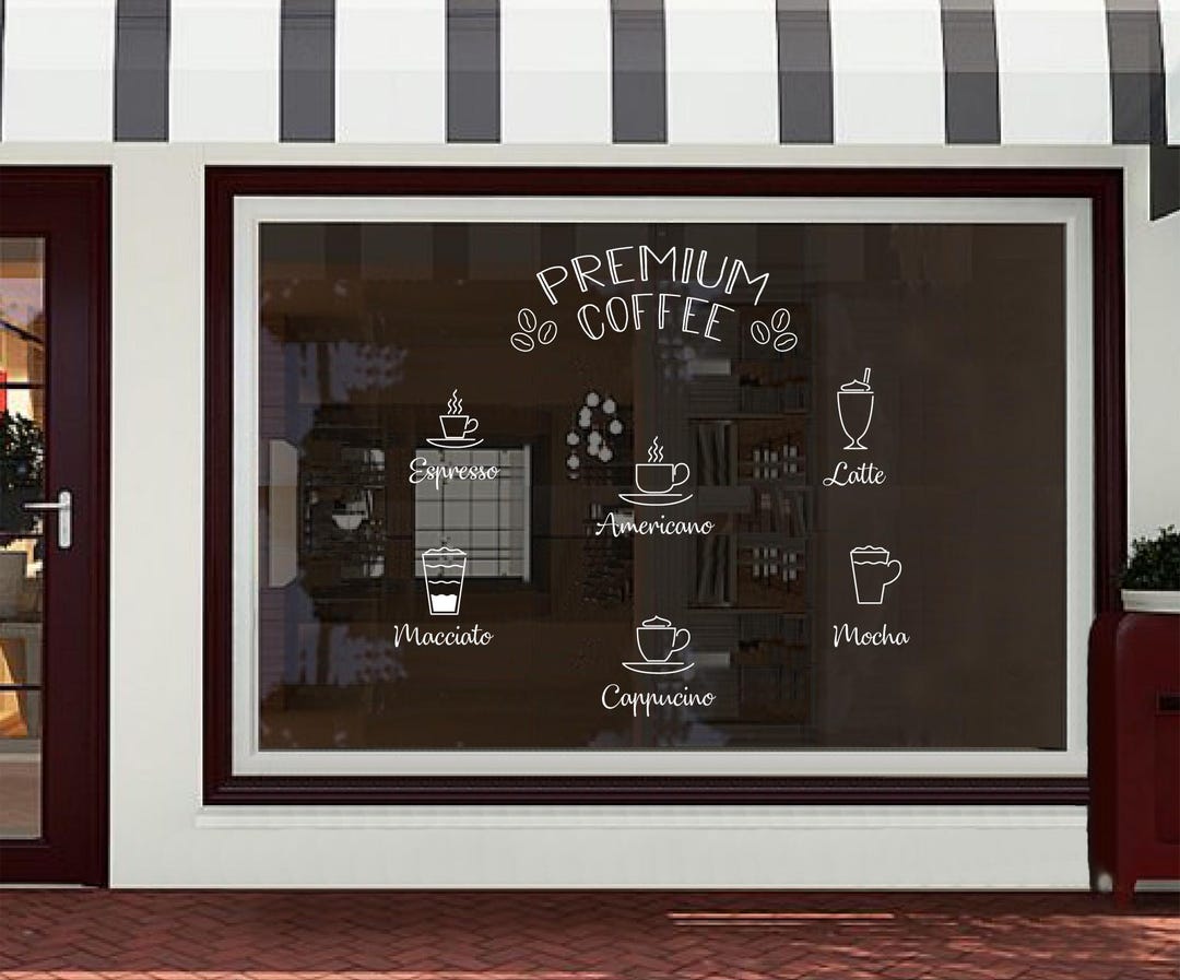 Customizable Coffee Shop Window Decal: Espresso, Latte, Cappuccino - Etsy
