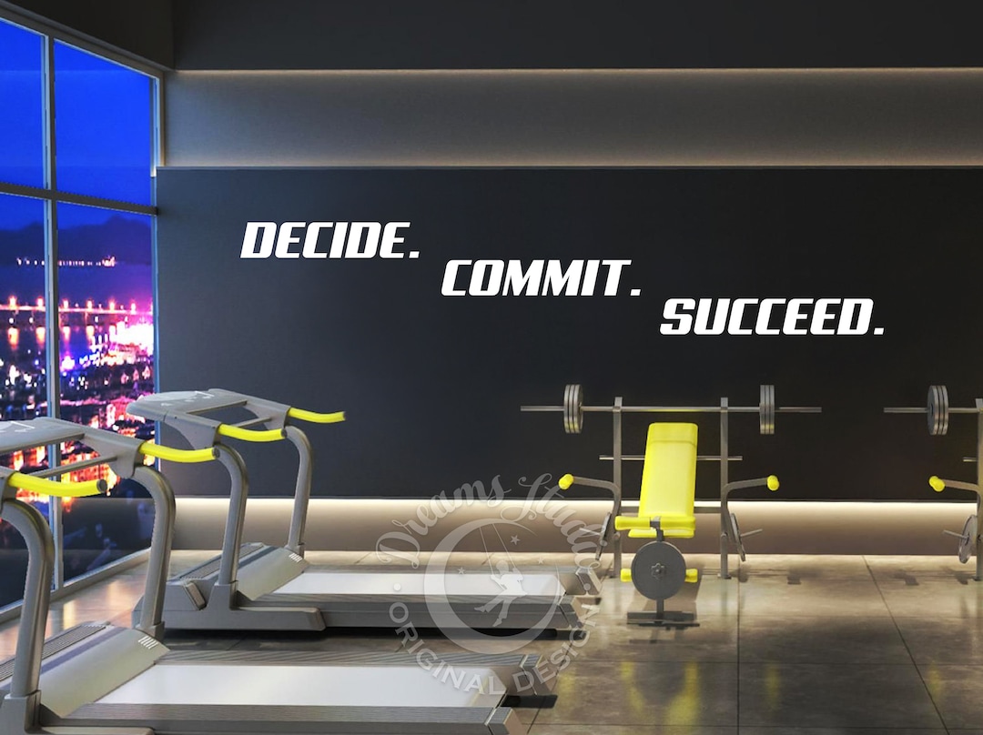 BIG GYM Wall Vinyl Decal decide. Commit. Succeed. Motivational ...