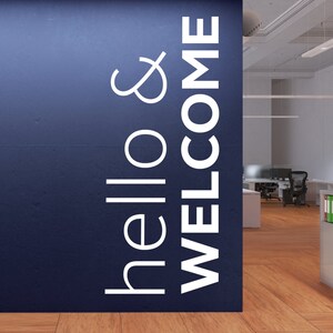 BIG OFFICE Wall Vinyl Decal "hello & Welcome", Textual Decal - Etsy