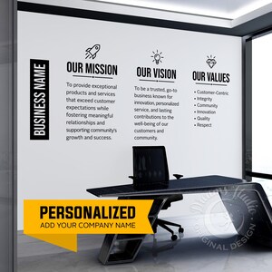 Custom Business Mission Vision Values Vinyl Wall Decal - Etsy