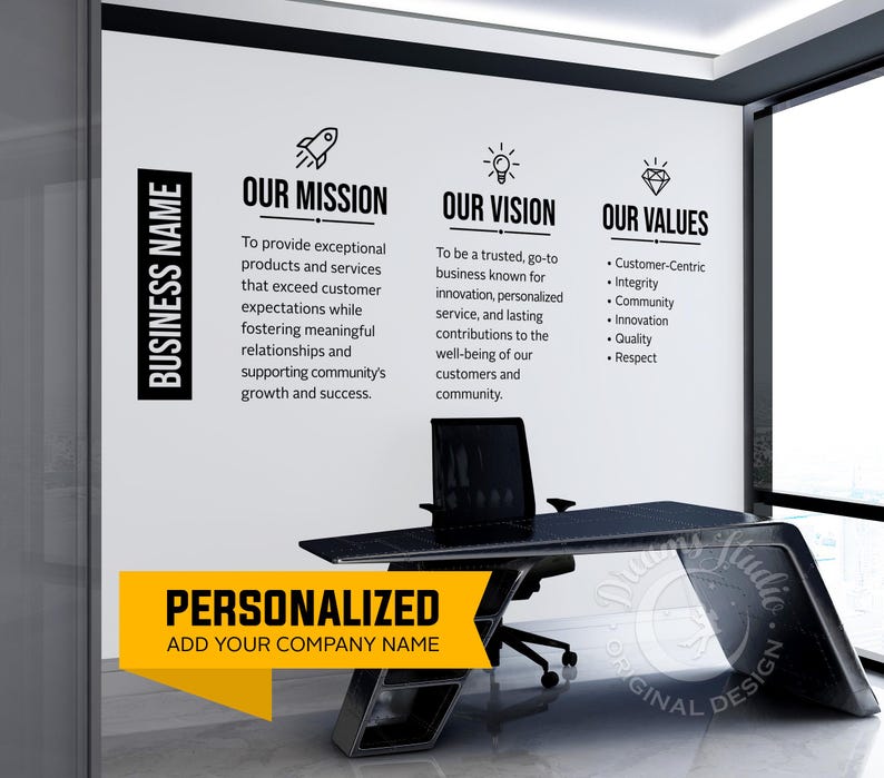 Custom Business Mission Vision Values Vinyl Wall Decal - Etsy