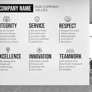 CUSTOMIZABLE COMPANY VALUES Wall Vinyl Decal, Add Your Company Name ...