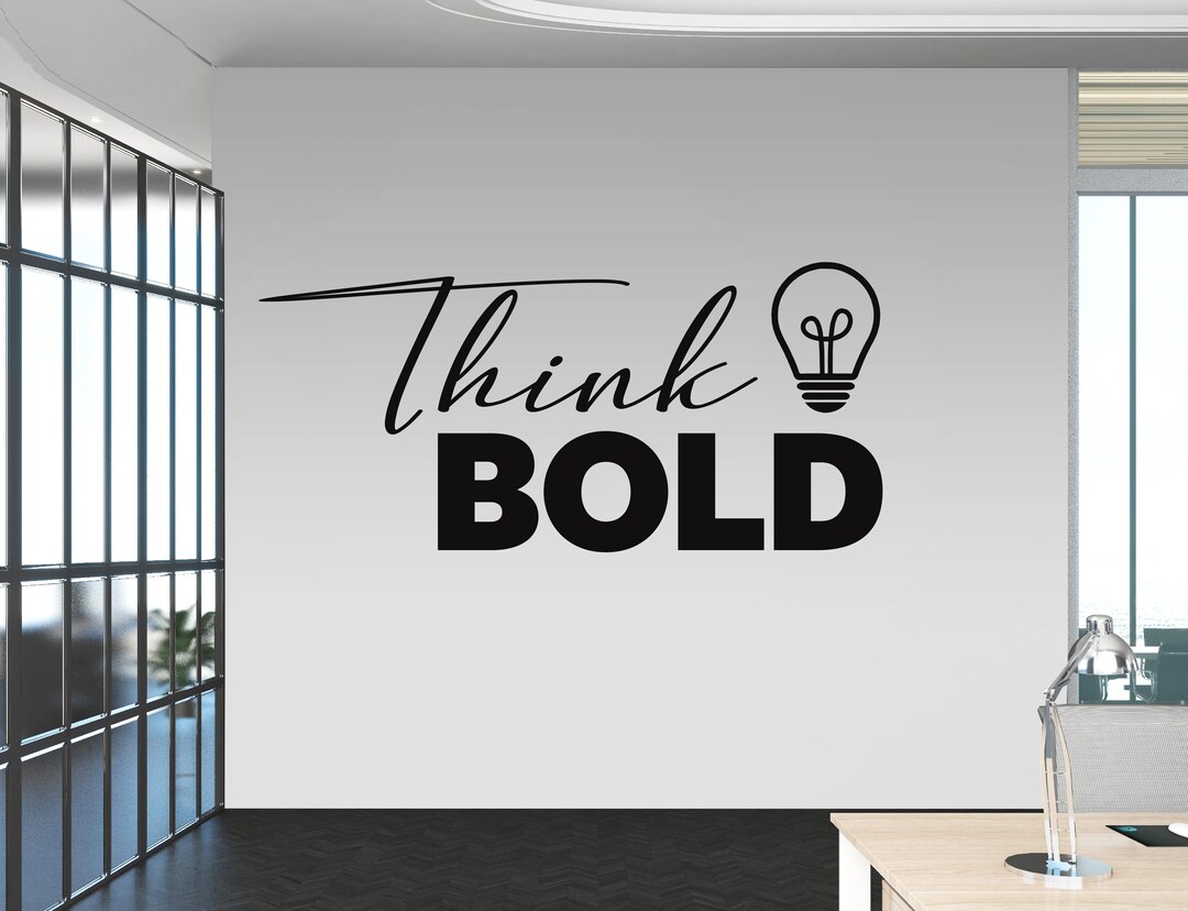 BIG OFFICE Wall Vinyl Decal "think Bold" With Light Bulb, Motivational ...