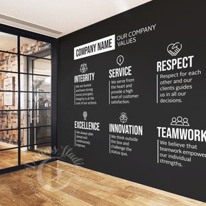 CUSTOMIZABLE COMPANY VALUES Wall Vinyl Decal, Add Your Company Name ...