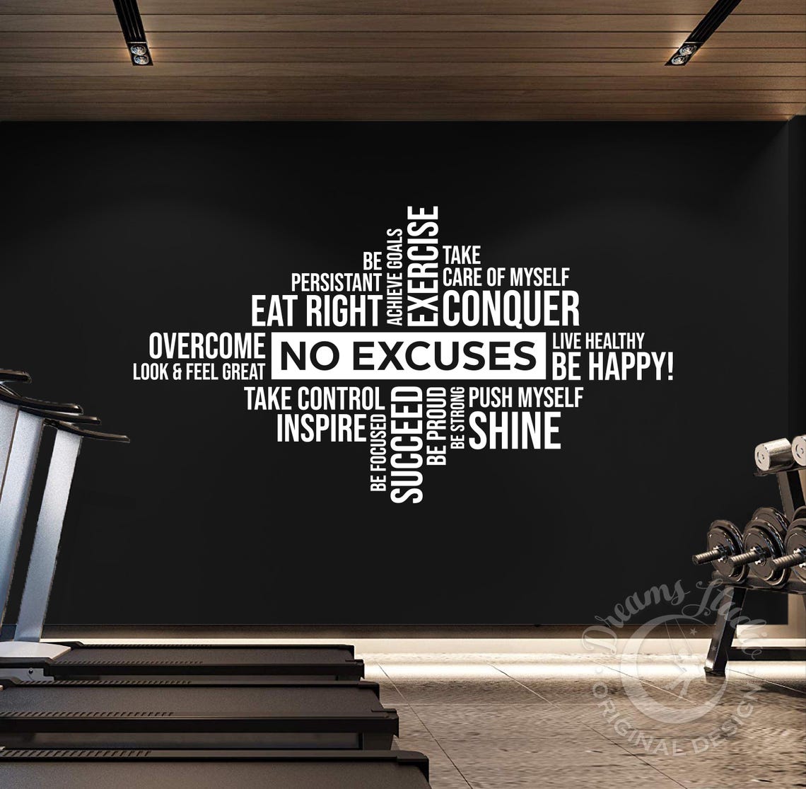NO EXCUSES Wall Decal – Motivational Gym & Home Gym Art - Etsy