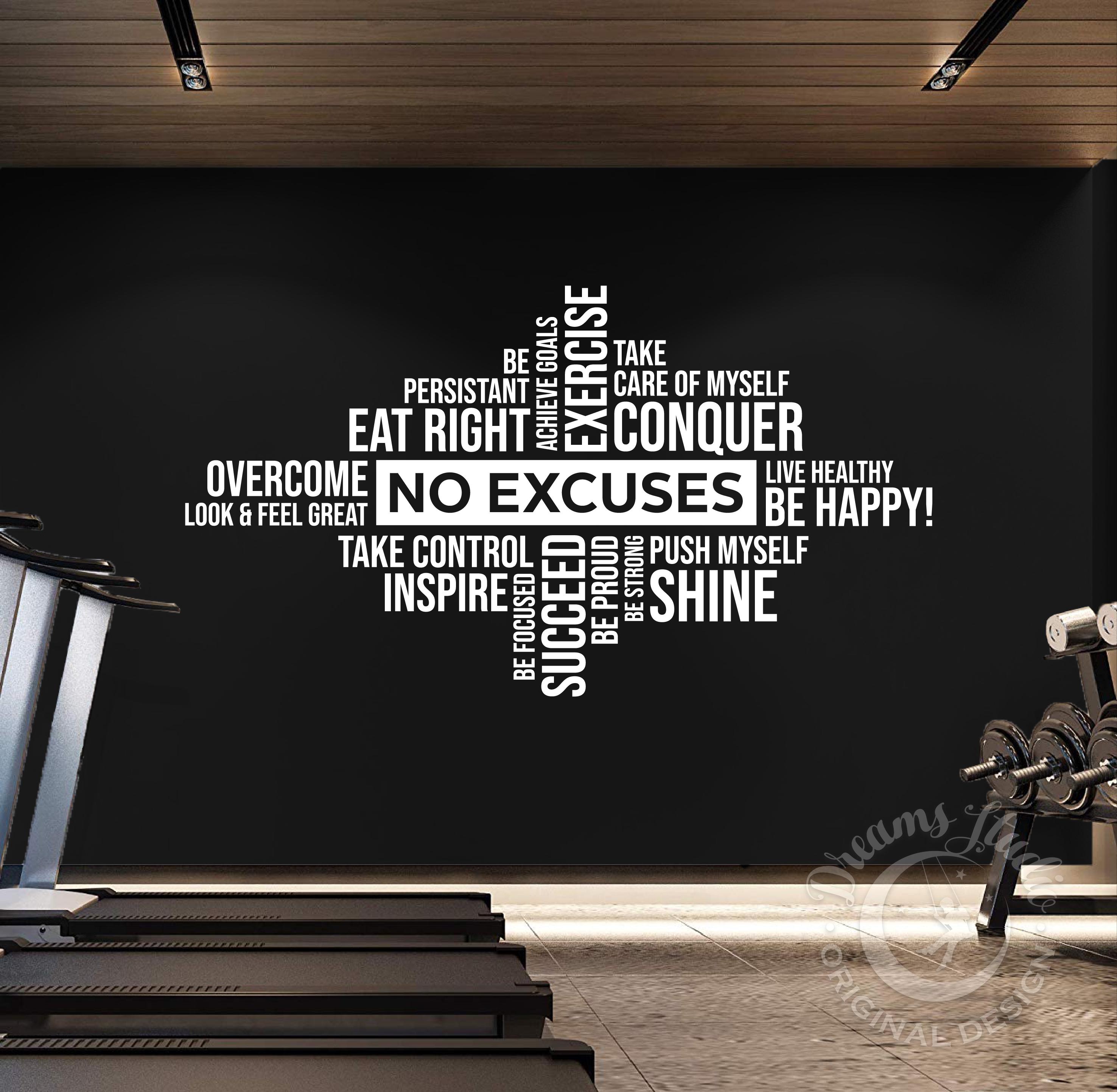 NO EXCUSES Wall Decal – Motivational Gym & Home Gym Art - Etsy