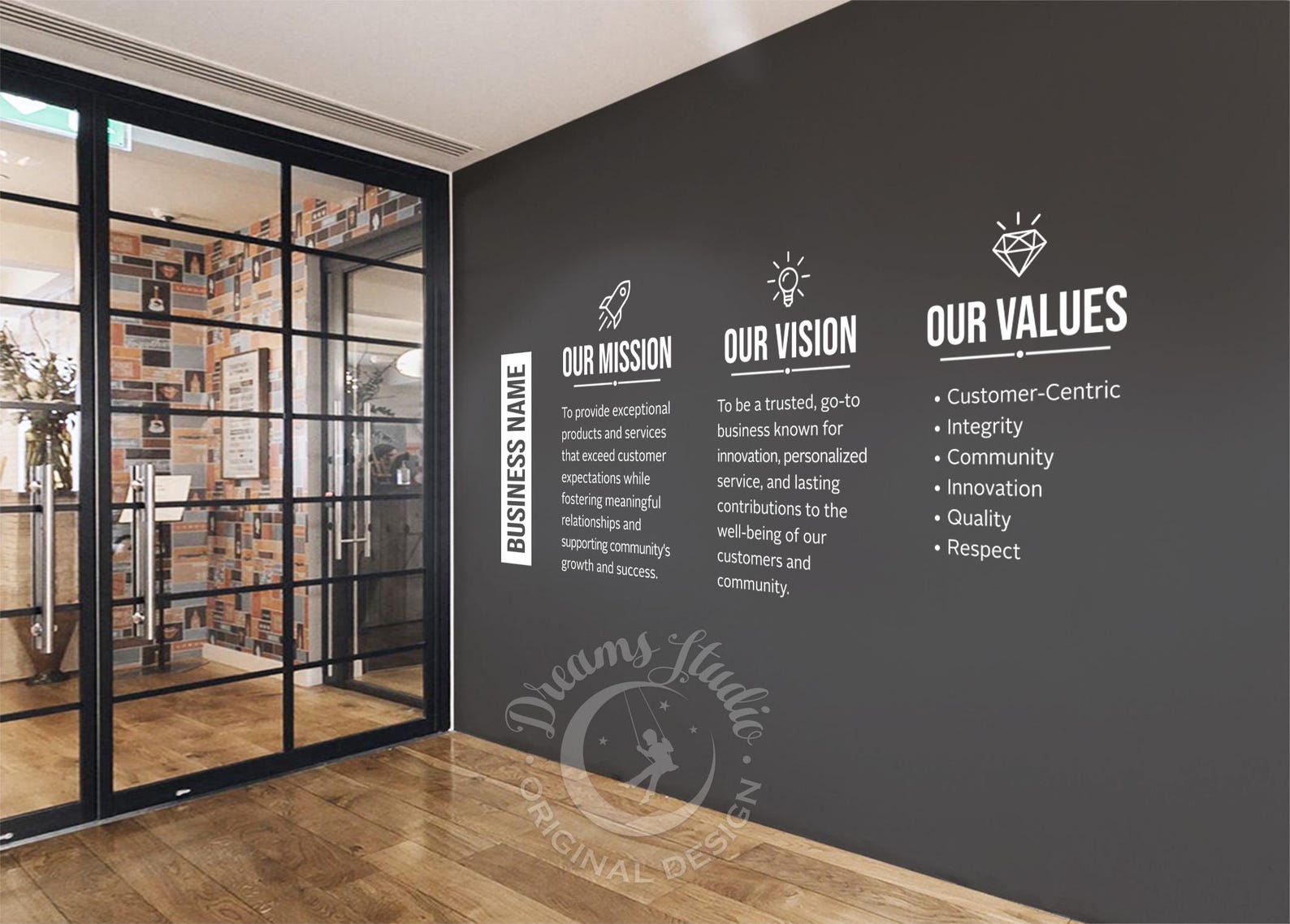 Custom Business Mission Vision Values Vinyl Wall Decal - Etsy