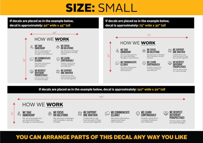 How We Work Wall Decal With Icons – Modern Company Principles, Office ...