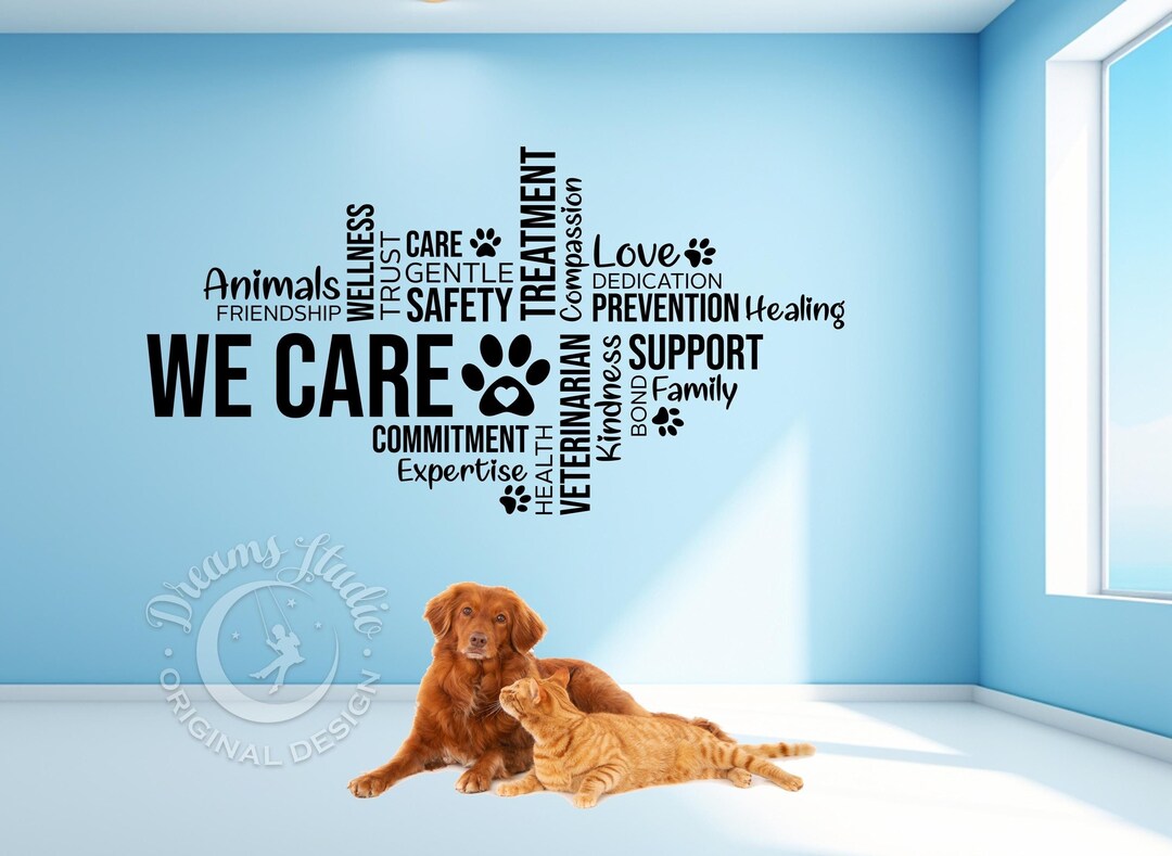 Wall Vinyl Decal Word Cloud for Veterinary Clinic, Animal Hospital, Pet ...