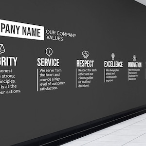 CUSTOMIZABLE COMPANY VALUES Wall Vinyl Decal, Add Your Company Name ...