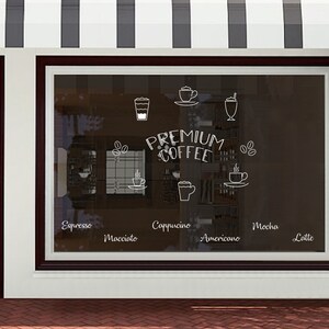 CUSTOMIZABLE Store - Coffee Shop Window Decal, With Coffee Cups and ...