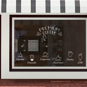 CUSTOMIZABLE Store - Coffee Shop Window Decal, With Coffee Cups and ...