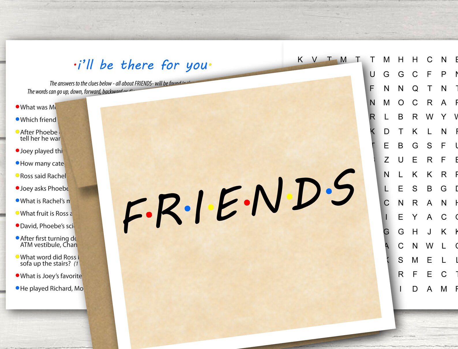 FRIENDS Word Search Trivia Greeting Card Any Occasion, Tv Show, - Etsy