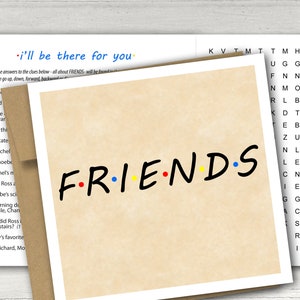 FRIENDS Word Search Trivia Greeting Card Any Occasion, Tv Show, - Etsy