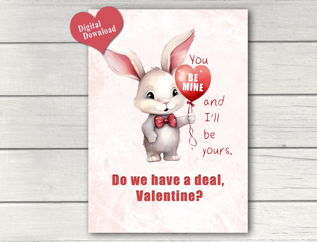 Printable Be Mine Valentine's Day Card, Blank Inside, PDF, JPG, 5"x7 ...