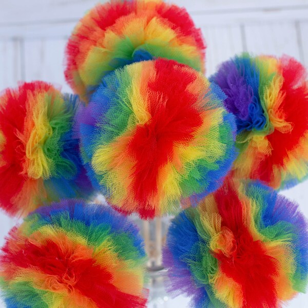 Rainbow Pom Poms - Etsy