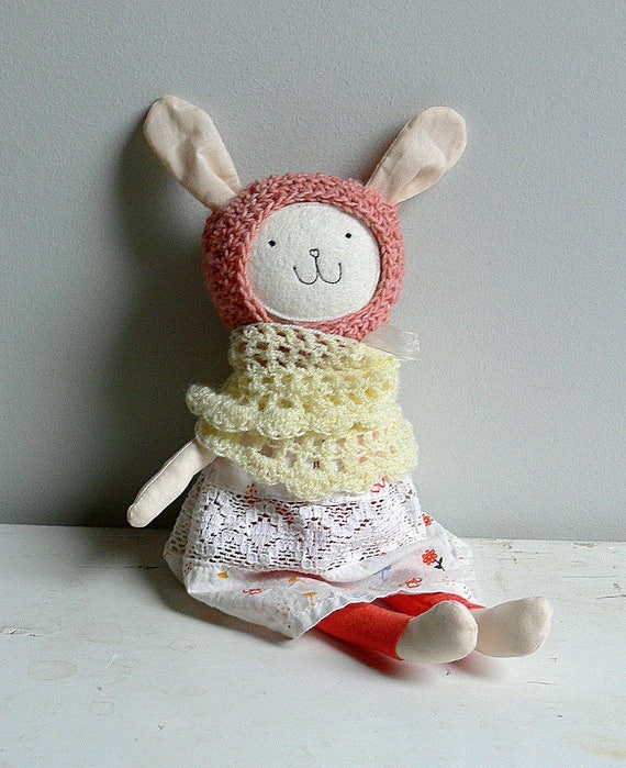 Items similar to Stuffed Bunny Toy, Heirloom Bunny Doll - Vintage ...