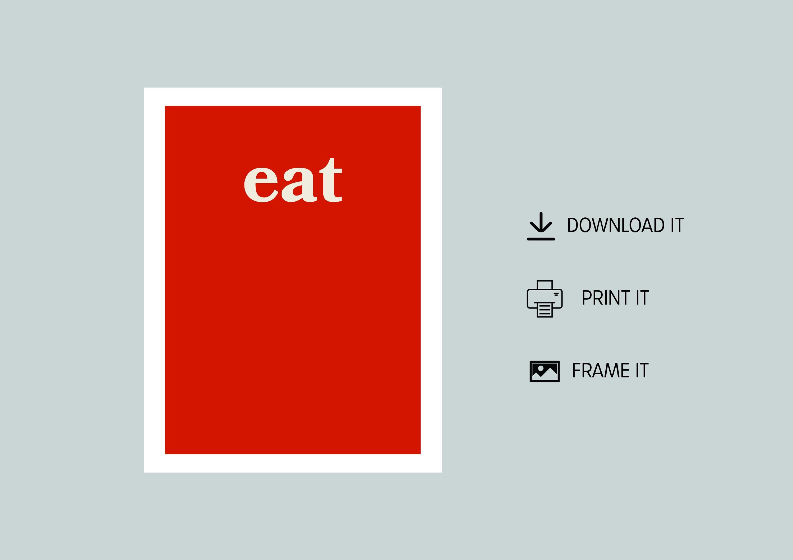 Eat Poster Kitchen and Dining Room Art Wall Decor Wall Art Printable 4 ...