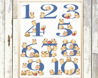 Kids French Number and Food Chart Placemat