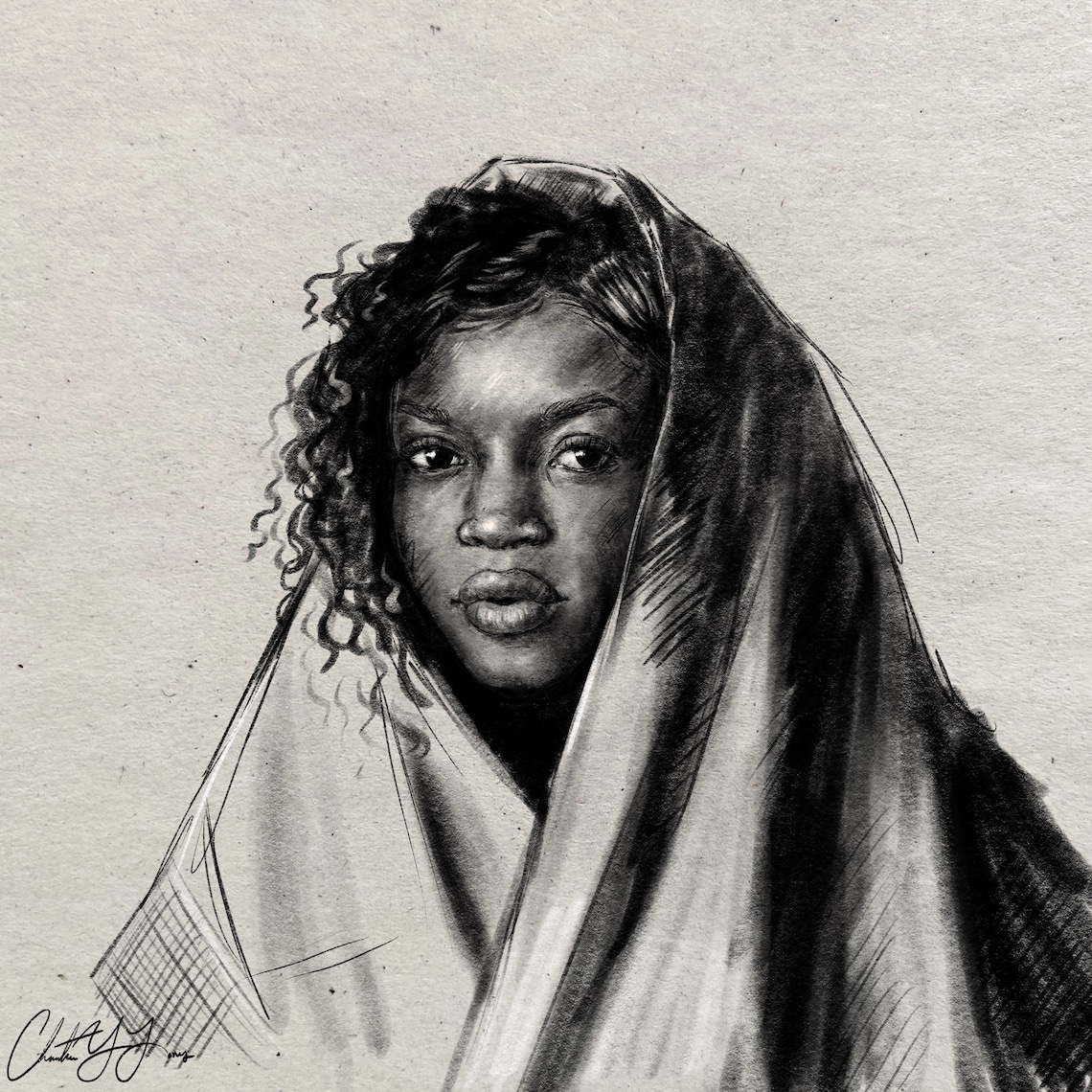 Realistic Detailed Drawing Portraits on Toned Paper in - Etsy