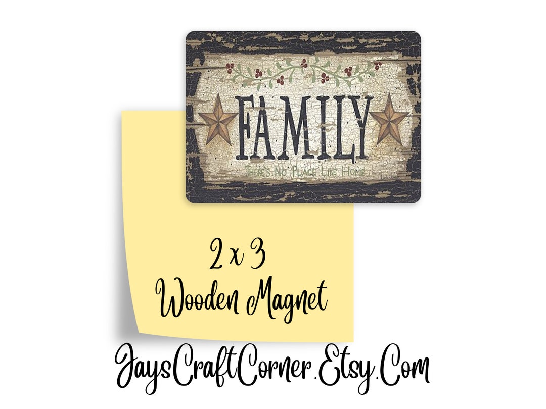 Primitive Family Wooden Magnet - Rustic Wooden Magnet Gifts for Her ...