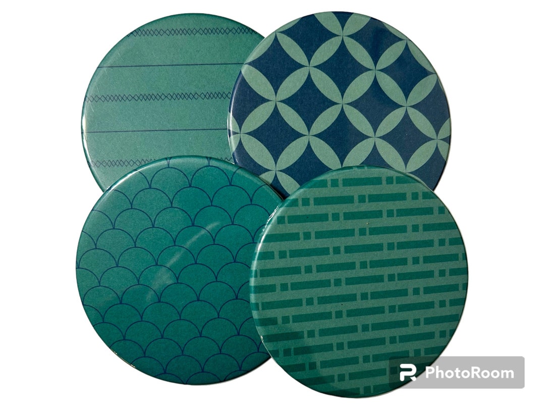 Set of 4 Teal Green Art Coaster Set Abstract Art Coaster Gift Set for ...