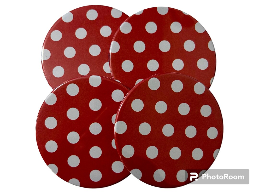 Set of 4 Red and White Coasters Polka Dot Coaster Gift Set for Her ...