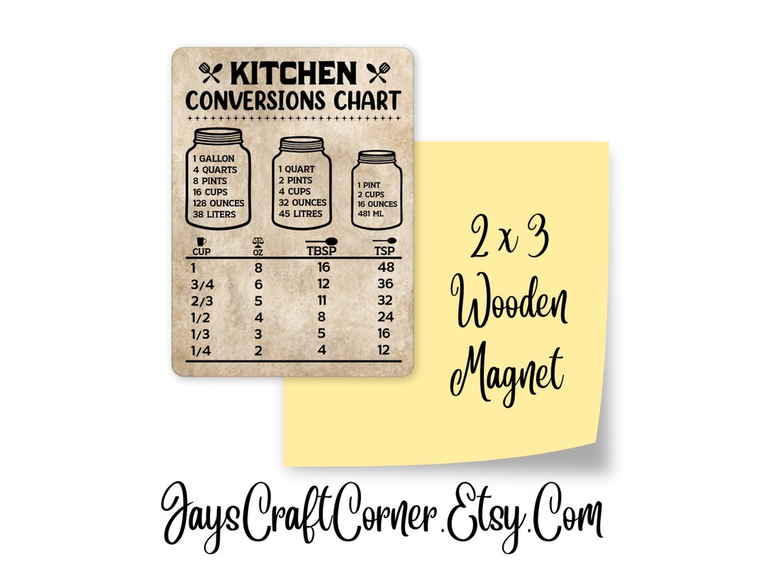 Vintage Kitchen Conversion Chart Wooden Magnet Primitive Wooden Magnet ...