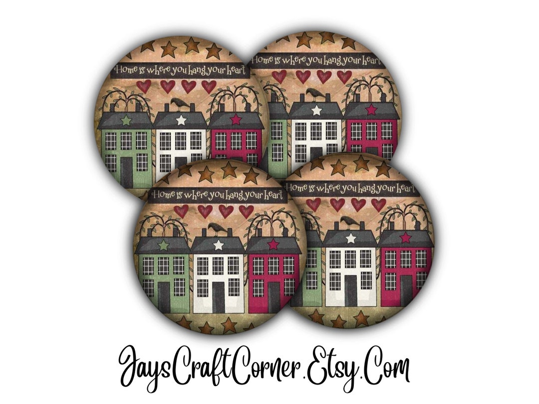 Primitive Saltbox Coasters - Americana Coaster Gift Set for Her ...