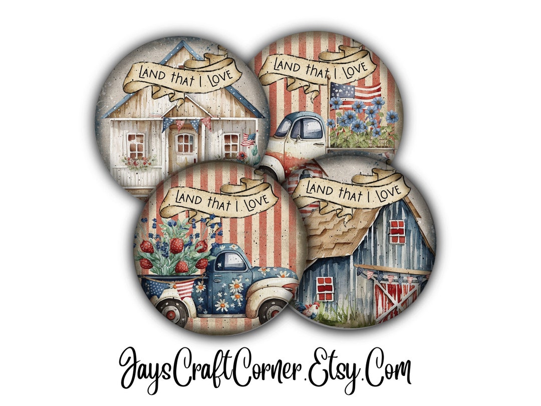 Americana Barn Coasters - Primitive Truck Coaster Gift Set for Her ...