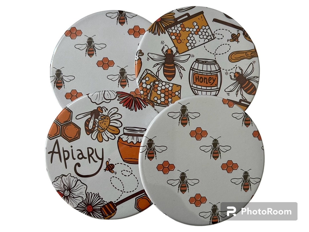 Set of 4 Bee Coasters Bumble Bee Coaster Gift Set for Her Personalized ...