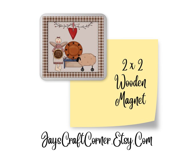 Primitive Sheep Wooden Magnet - Farmhouse Magnet Gift for Her - Farm ...