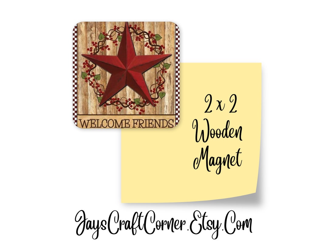 Primitive Star Wooden Magnet - Country Magnet Gift for Her - Primitive ...