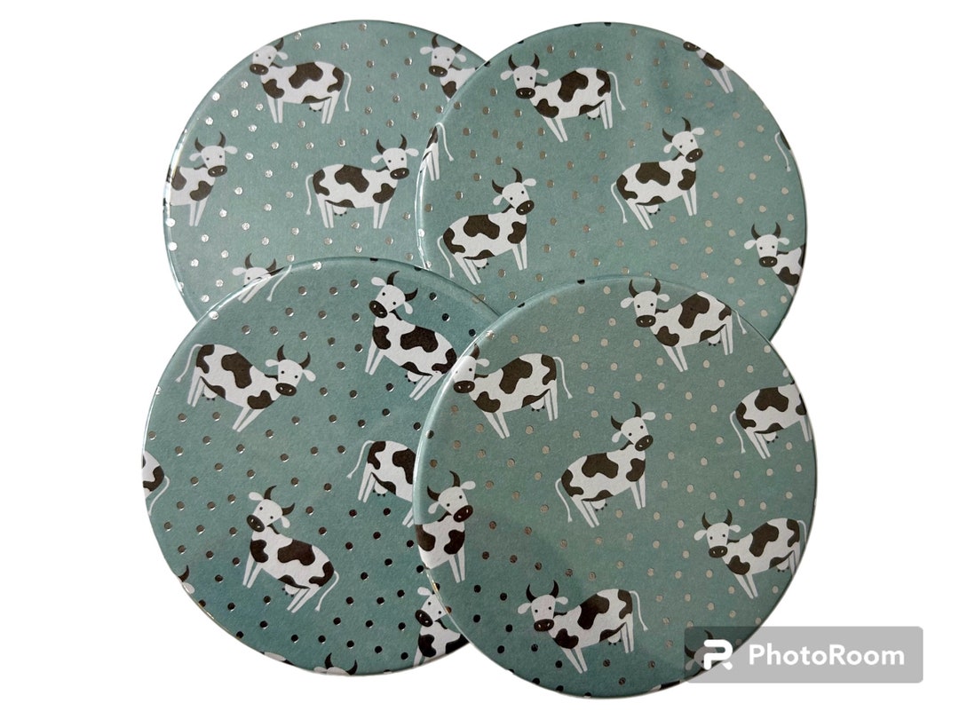 Set of 4 Cow Coasters Barnyard Coaster Gift Set for Her Primitive Gift ...