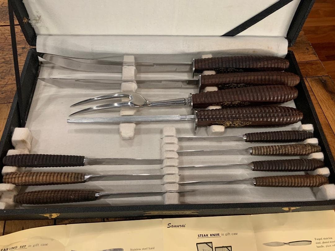 Vintage Samurai Carving Knife Set With Case - Etsy