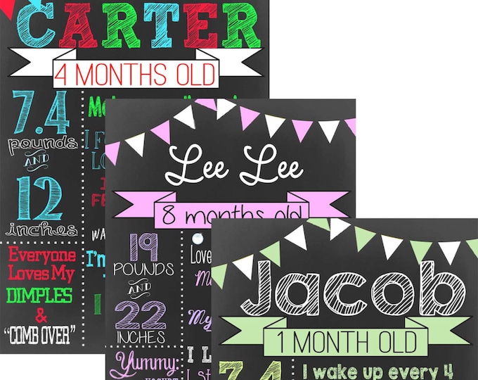 Month by Month Chalkboard DIY Sign & Print From Home Mark New Babies ...