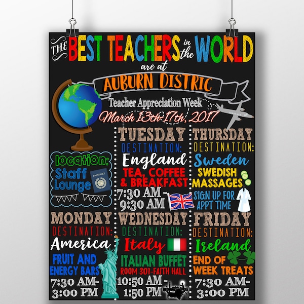 Around the World Teacher Appreciation Theme - Etsy