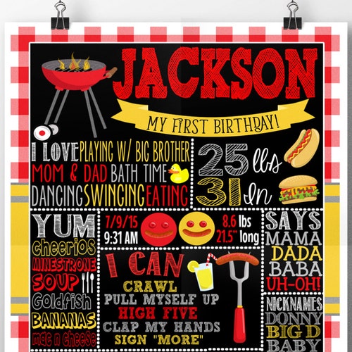 BBQ 1st Birthday Ginham Theme First Birthday Party Grillin & | Etsy