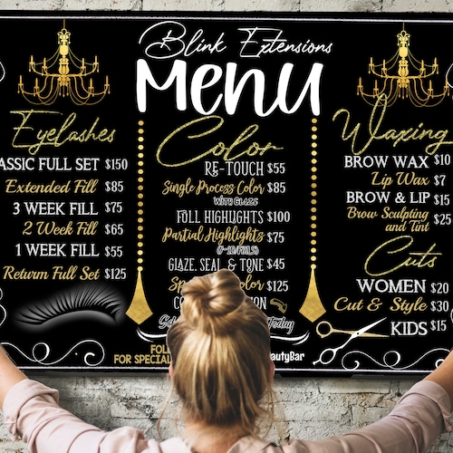 Beauty Bar Menu Sign Glam Beauty Salon Decor Eyelash - Etsy