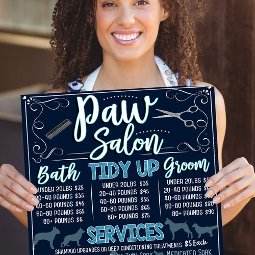 Dog Salon Menu Pet Grooming Services Menu Unique Dog | Etsy