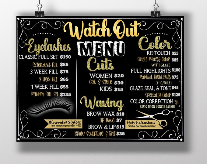 Beauty Salon Service Menu Template Custom Business Menu - Etsy