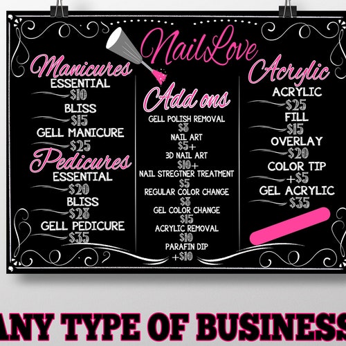 Nail Salon Sign Beauty Salon Sign Custom Nail Price Business - Etsy