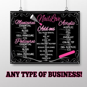Nail Salon Sign, Beauty Salon Sign, Custom Nail Price Business Sign ...