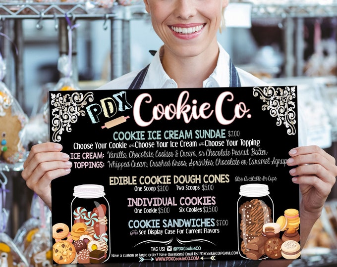 Custom Cafe Menu Chalkboard Style, Bakery Menu, Cookie Price List ...