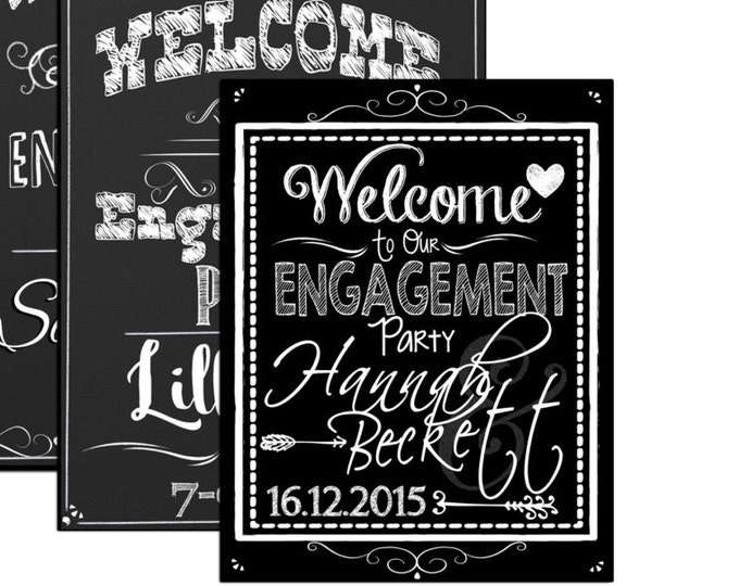 Chalkboard Engagement Party Welcome Sign, Welcome to Our Engagment ...
