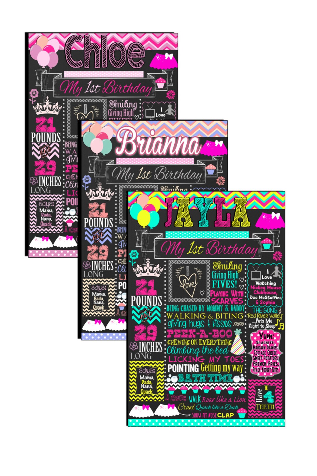 Girls 1st Birthday, Chevron Bday Decor, Custom Chevron Birthday ...