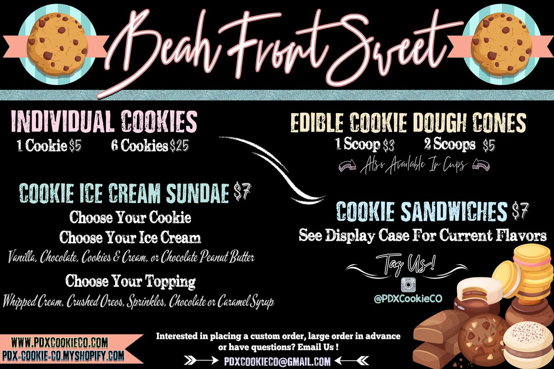 Custom Cafe Menu Chalkboard Style Bakery Menu Cookie Price - Etsy