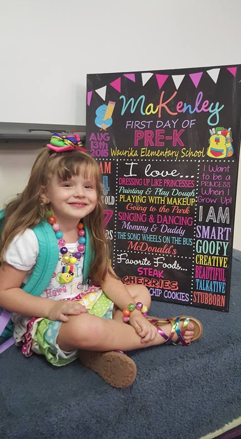 Girls First Day of School Chalkboard Sign First Day of | Etsy