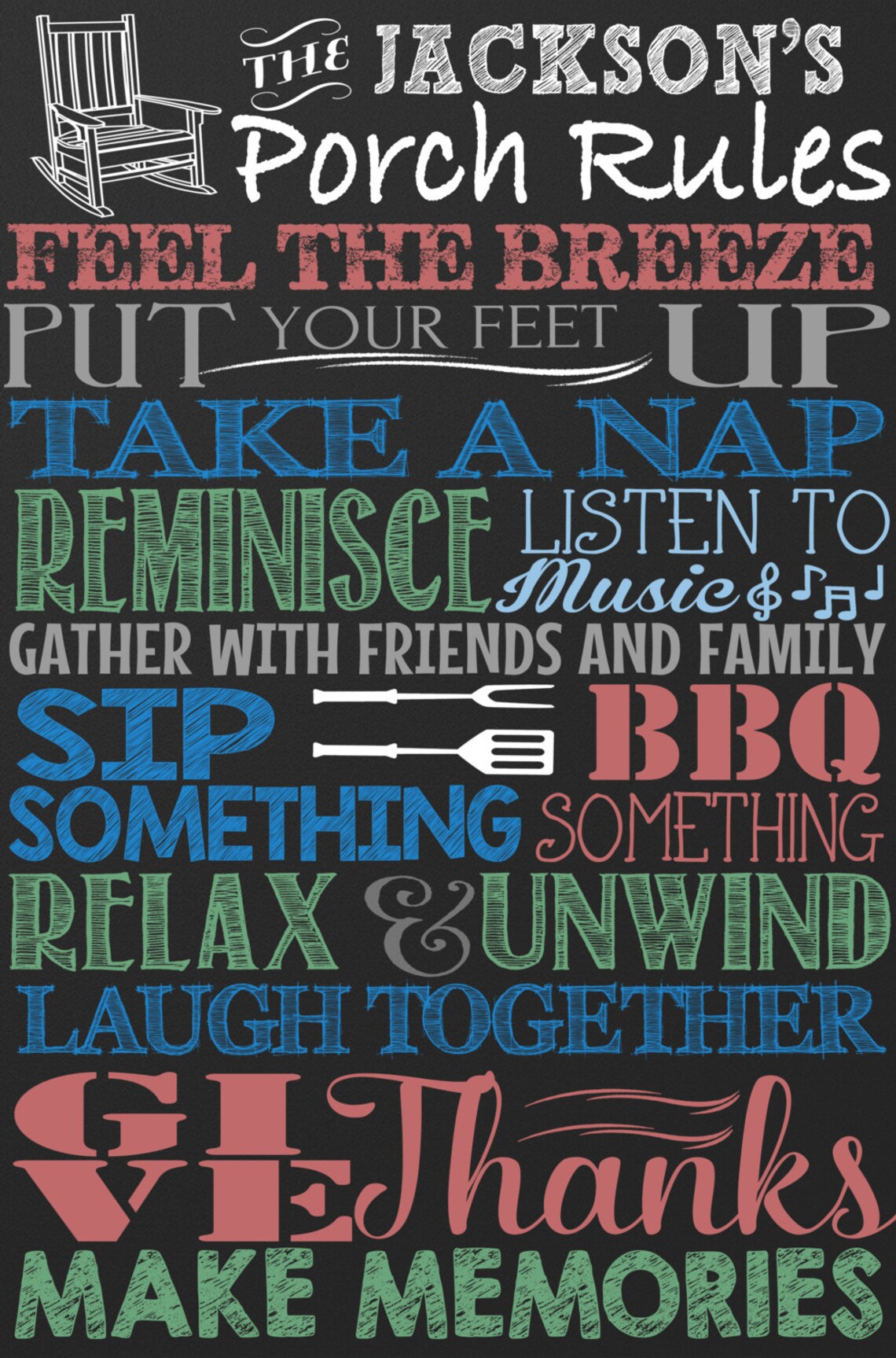 Custom Porch Rules Sign Custom Outdoor Chalkboard Style Porch | Etsy