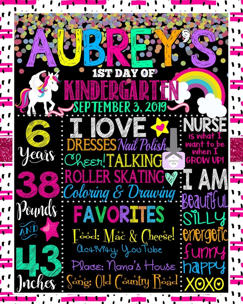 Personalized First Day of School Signs - Unicorn First Day of School ...